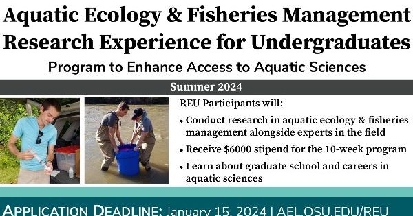 REU Program Application is Open! | Aquatic Ecology Laboratory